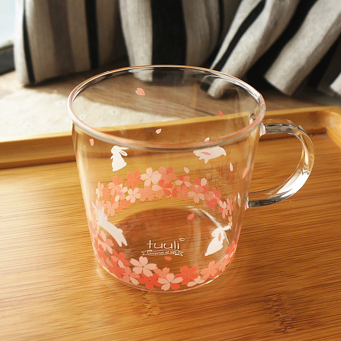 Japanese Style And Wind Cherry Blossom Heat-resistant Glass Cup Cute ...