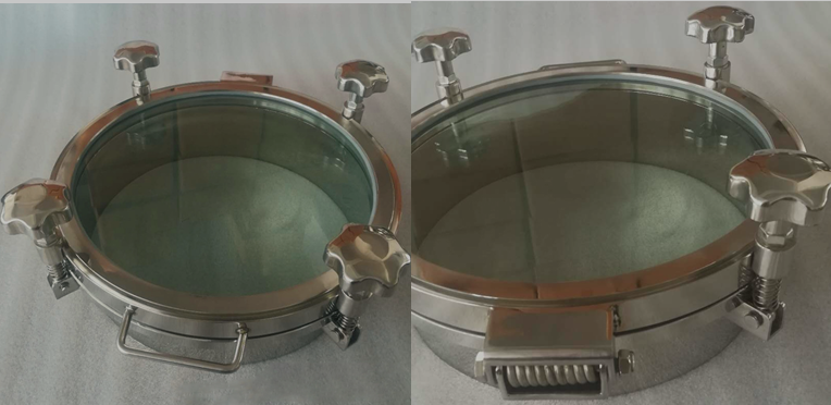 Sanitary round pressure manway door manhole cover with glass pane - Buy ...