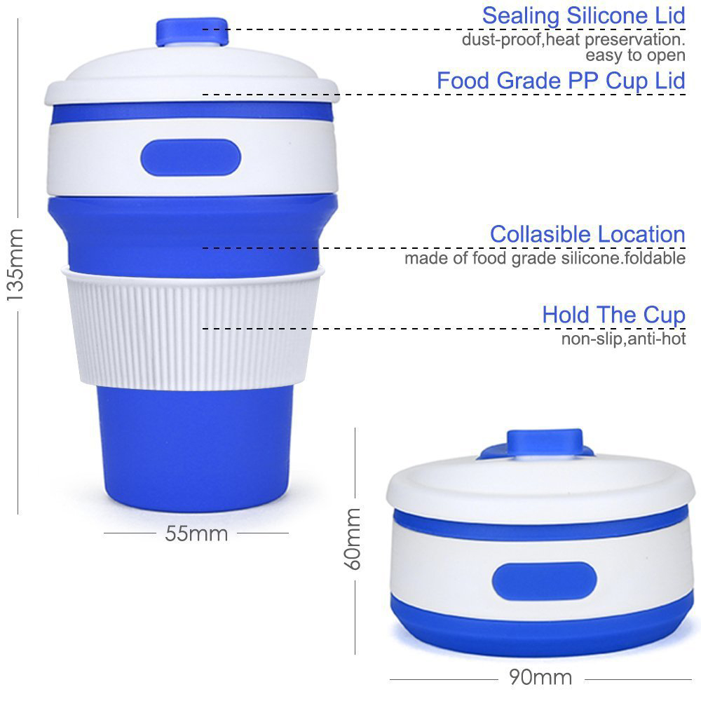 350ml/12oz Portable Folding Coffee Cups Travel Telescopic Collapsible ...